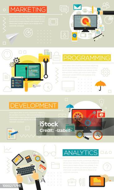 Flat And Linear Concept Banners Programming Development Analytics And ... Flat And Linear Concept Banners Programming Development Analytics And ...