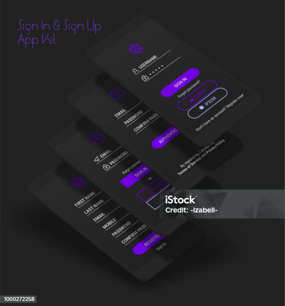 Mobile App Ui Masuk Dan Daftar Layar Mockup Kit 3d Ilustrasi Stok ... Mobile App Ui Masuk Dan Daftar Layar Mockup Kit 3d Ilustrasi Stok ...