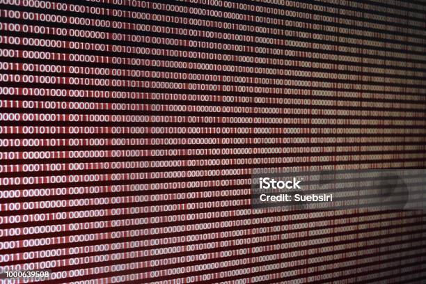 Blocks Of Binary Data Blockchain Concept Red Background With Computer Digital Binary Code Bit