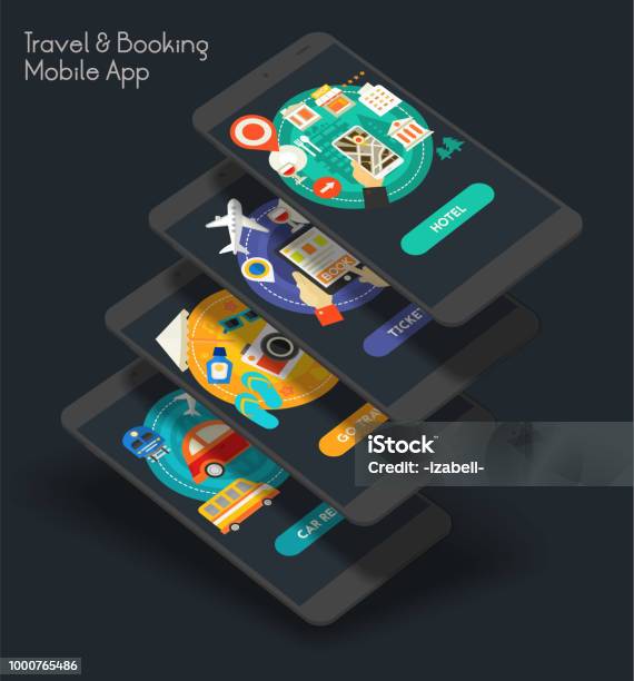 Desain Datar Aplikasi Seluler Ui Responsif Dengan Mockup 3d Ilustrasi