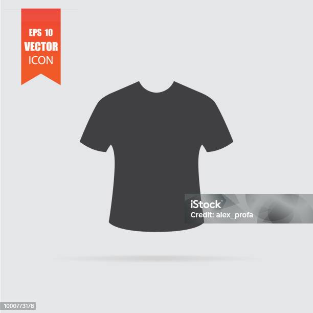 Tshirt Pictogram In Vlakke Stijl Geïsoleerd Op Een Grijze Achtergrond