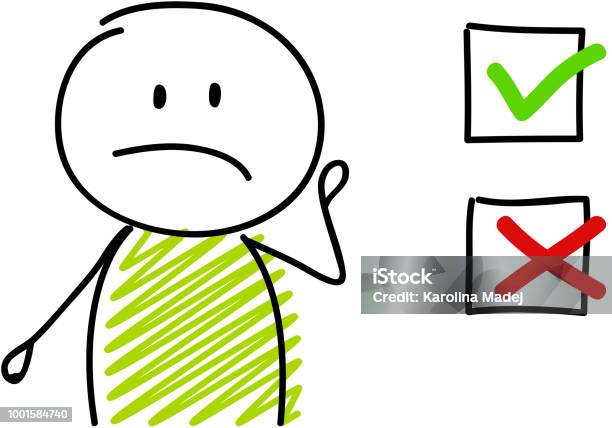 Dessin Animé Stickman Avec Cases À Cocher Vector Vecteurs Libres De