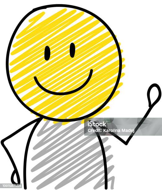 Icône De Stickman Avec Lexpression Du Visage De Smiley Vector Vecteurs