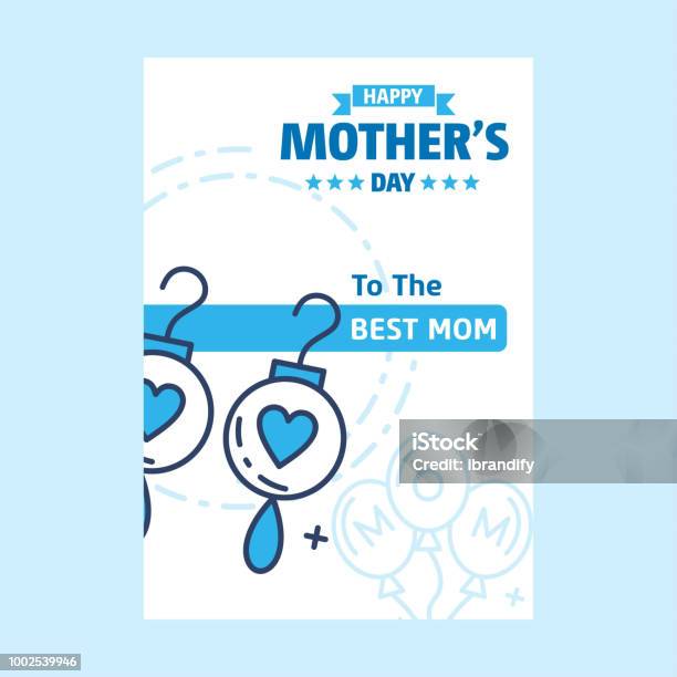 Lettering Happy Mothers Day Handdrawn Card With Flower Stock