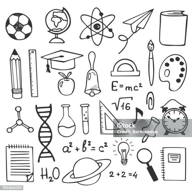 Croquis De Lenseignement Scolaire Icônes De Dessin Illustration Des