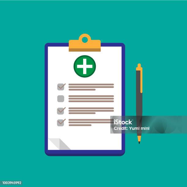 Rapport Médical De Pressepapiers Illustration Vectorielle Plane