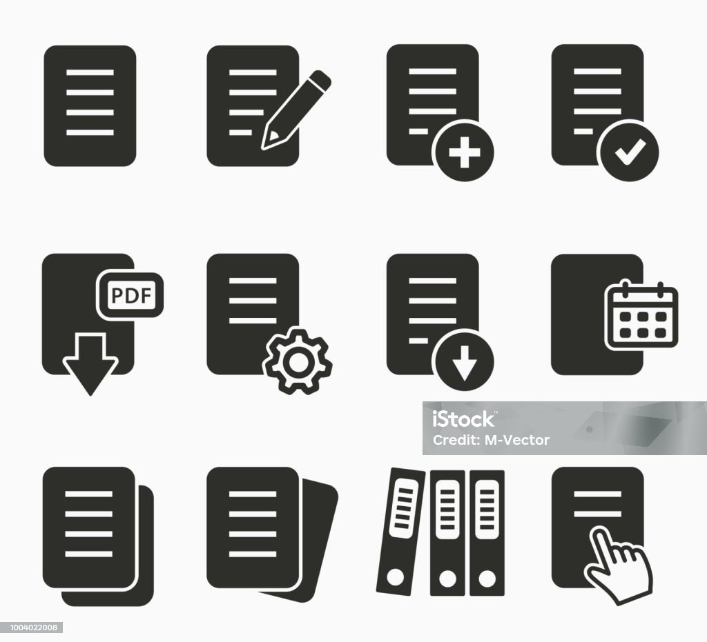Jeu Dicônes Vectorielles Papier Documents Fichiers Format Archive