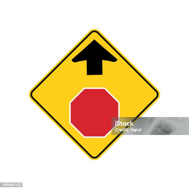 Éu Trafic Route Signwarning Quun Panneau Darrêt Est En Avance