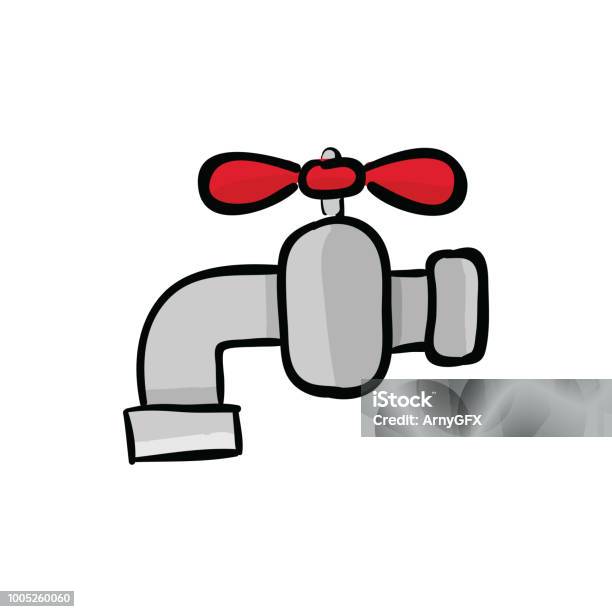 Robinet Deau Grise Isolé Sur Fond Blanc Illustration Vectorielle