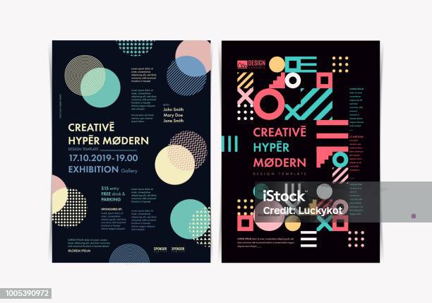 Kumpulan Templat Flyer Dengan Bentuk Dan Pola Geometris Gaya Geometris