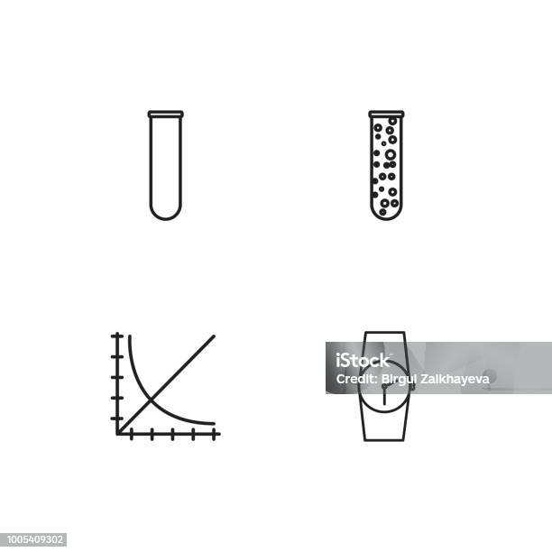 Ensemble Dicônes Linéaire Science Icônes Vectorielles Contour Simple