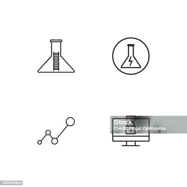Ensemble Dicônes Linéaire Science Icônes Vectorielles Contour Simple