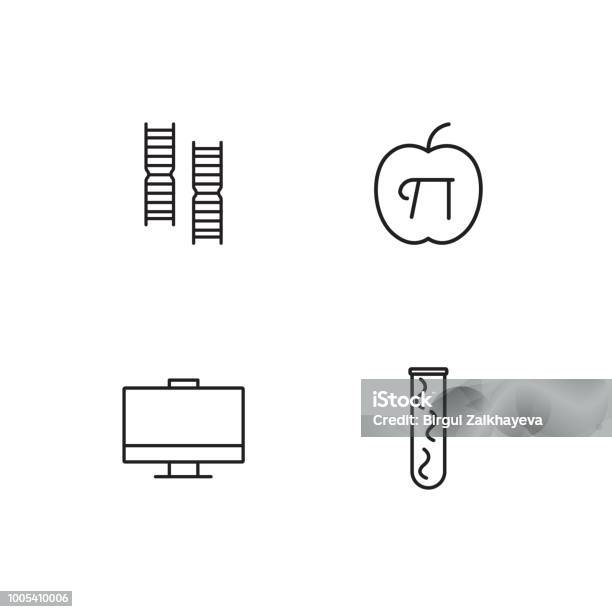 Ensemble Dicônes Linéaire Science Icônes Vectorielles Contour Simple