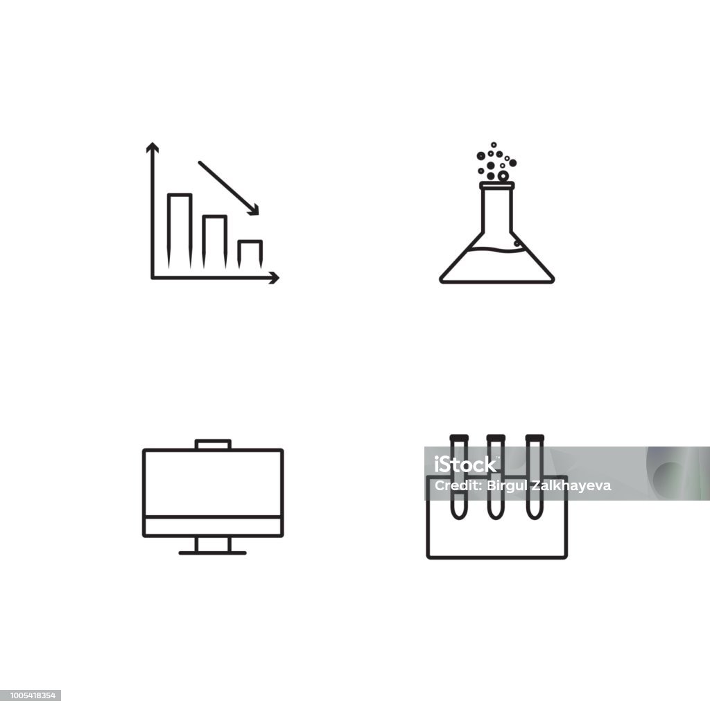 Ensemble Dicônes Linéaire Science Icônes Vectorielles Contour Simple
