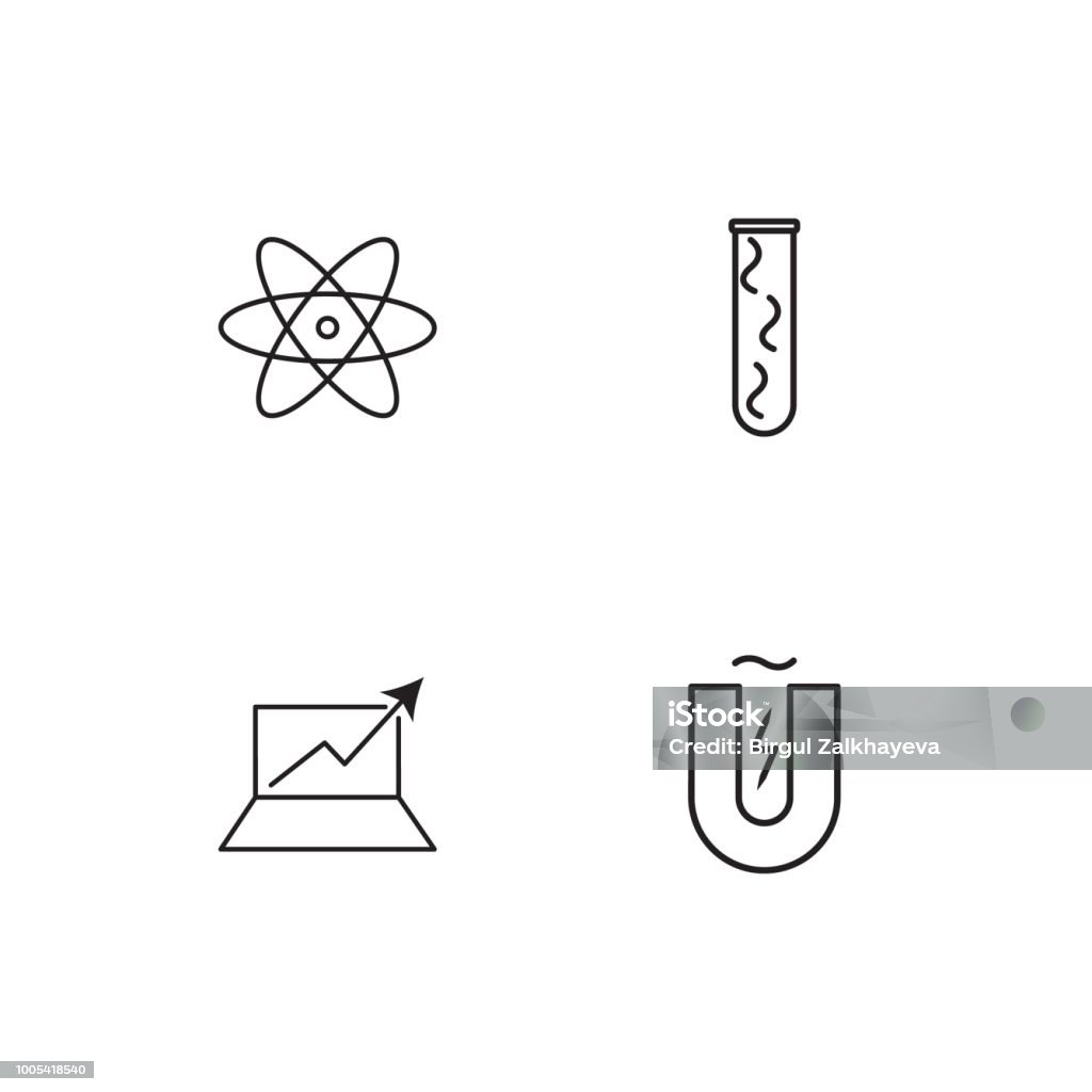Ensemble Dicônes Linéaire Science Icônes Vectorielles Contour Simple
