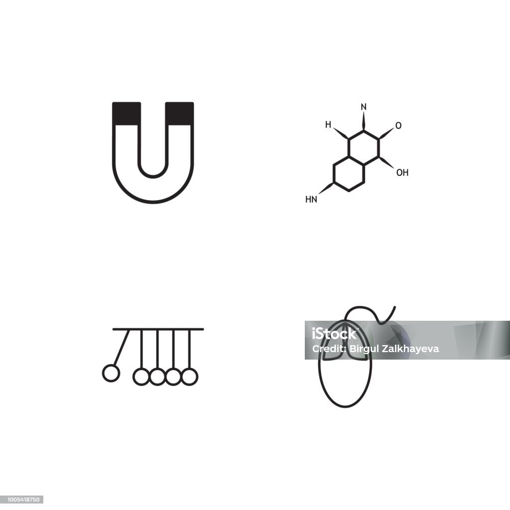 Ensemble Dicônes Linéaire Science Icônes Vectorielles Contour Simple