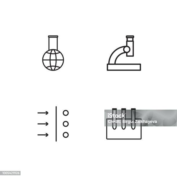 Ensemble Dicônes Linéaire Science Icônes Vectorielles Contour Simple