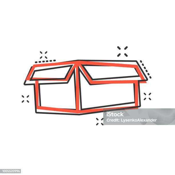 Icône De Boîte Emballage Vector Bande Dessinée Dans Le Style Comique