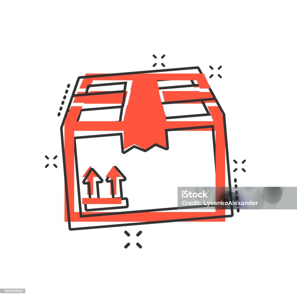 Icône De Boîte Emballage Vector Bande Dessinée Dans Le Style Comique