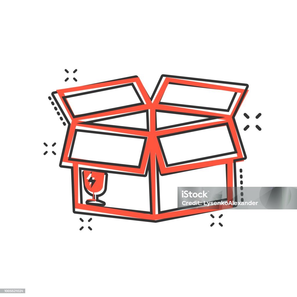 Icône De Boîte Emballage Vector Bande Dessinée Dans Le Style Comique