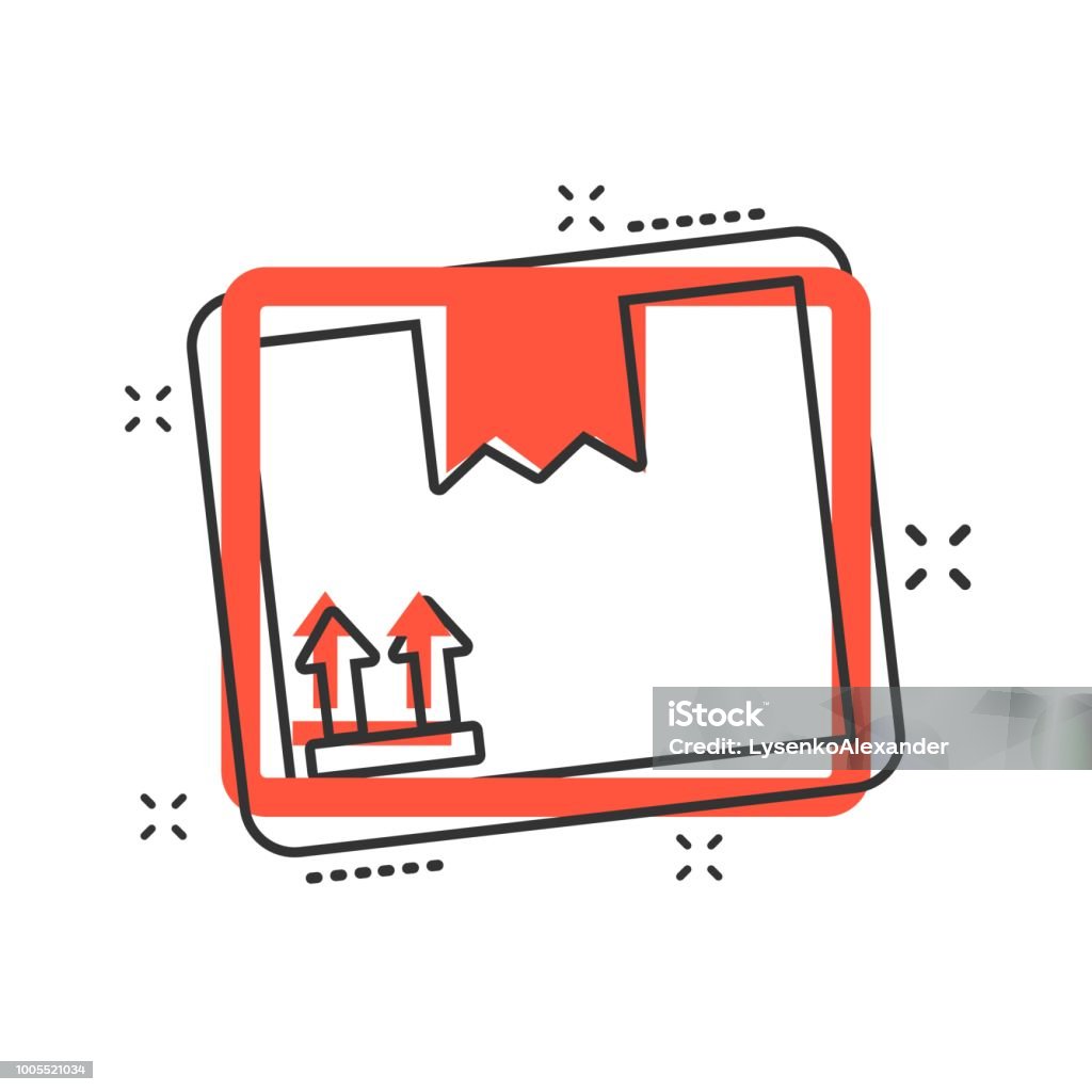 Icône De Boîte Emballage Vector Bande Dessinée Dans Le Style Comique