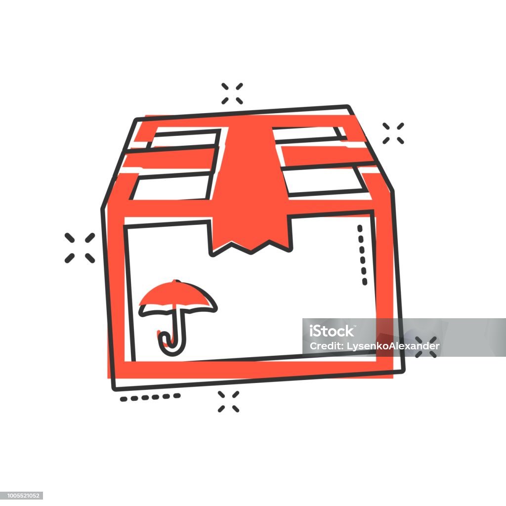 Icône De Boîte Emballage Vector Bande Dessinée Dans Le Style Comique