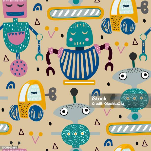 Pola Mulus Dengan Robot Ilustrasi Anak Kekanakkanakan Dan Pembibitan ... Pola Mulus Dengan Robot Ilustrasi Anak Kekanakkanakan Dan Pembibitan ...