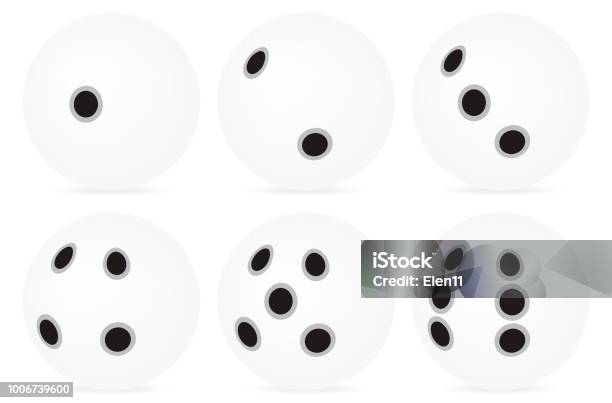 Set Di 6 Dadi A Sfera Bianca Con Punti Neri Isolati Su Sfondo Bianco ... Set Di 6 Dadi A Sfera Bianca Con Punti Neri Isolati Su Sfondo Bianco ...