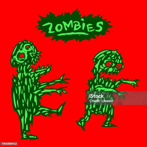 Lucu Kartun Zombie Keren Ilustrasi Vektor Ilustrasi Stok Unduh Gambar