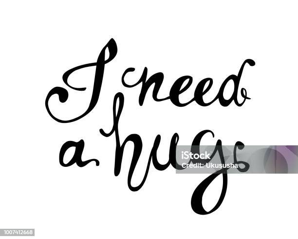 Jai Besoin Dun Câlin Manuscrite De Mots Doodle Vecteurs Libres De