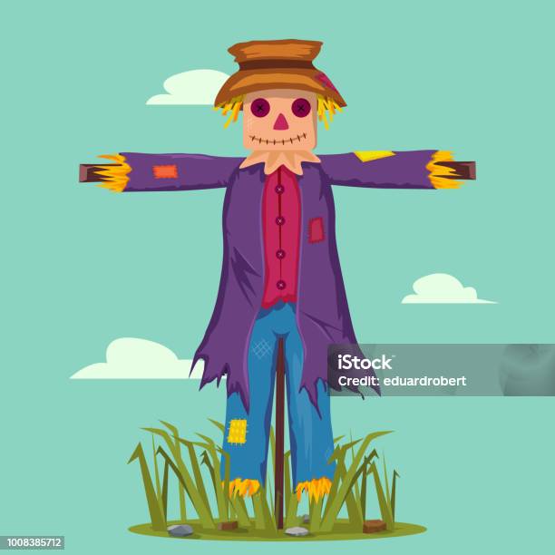 Kartun Orangorangan Sawah Sedotan Ilustrasi Stok Unduh Gambar