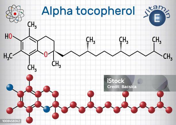 Alpha Tocopherol Molekul Formula Kimia Struktural Dan Model Molekul
