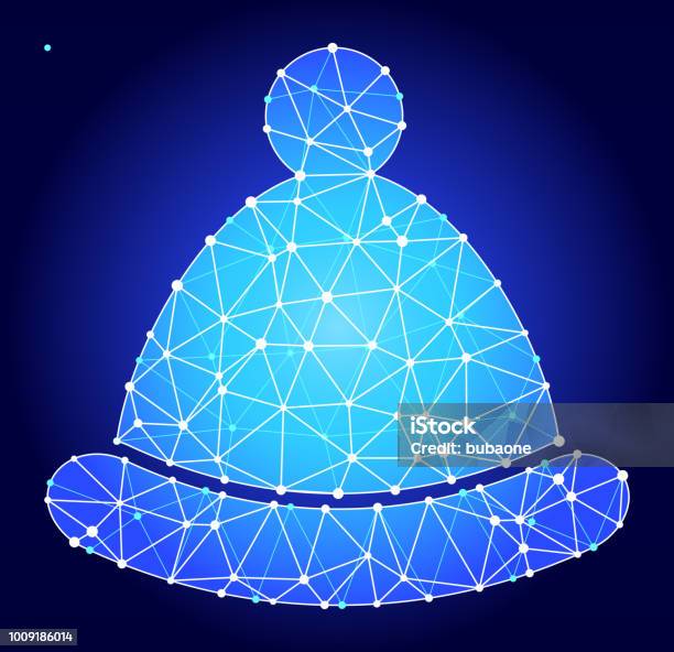 Winter Hat Blue Triangle Node Vector Pattern Stock Illustration