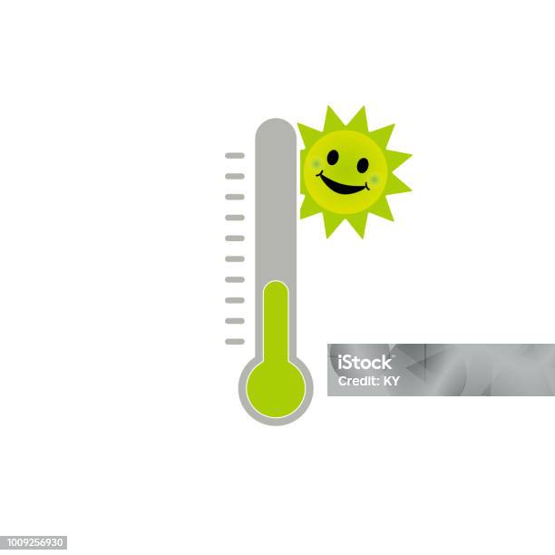 Ilustrasi Vektor Termometer Dan Matahari Tersenyum Ilustrasi Stok