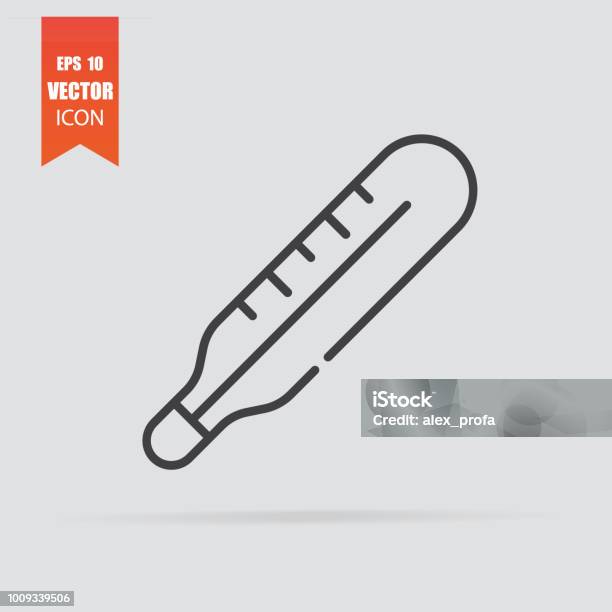 Ikon Termometer Medis Dalam Gaya Datar Terisolasi Pada Latar Belakang