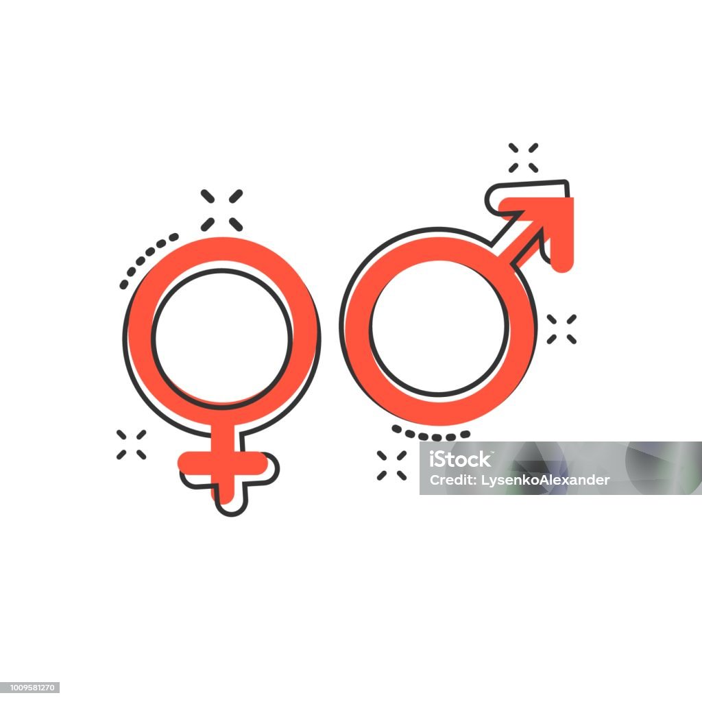 Vector Cartoon Gender Icon In Comic Style Men And Women Sign