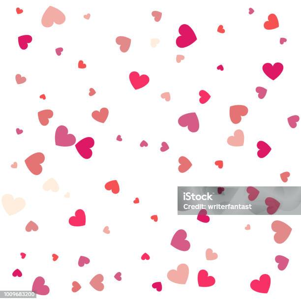 Beautiful Confetti Hearts Falling On Background Invitation Template
