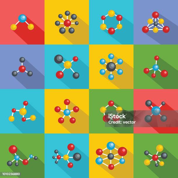 Molecular Structure Chemical Icons Set Flat Style Stock Illustration ... Molecular Structure Chemical Icons Set Flat Style Stock Illustration ...