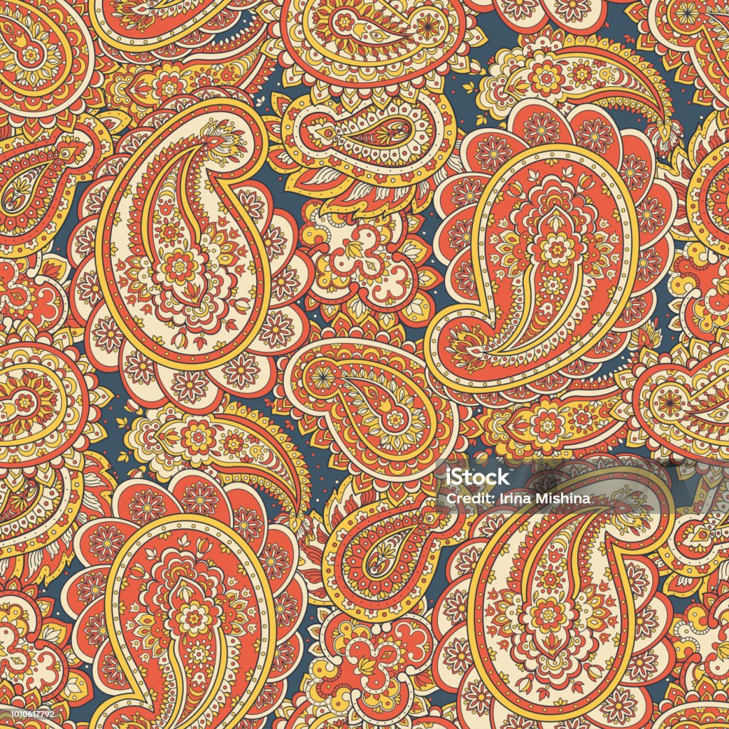 Paisley Seamless Pattern Asian Style Vector Background Stock