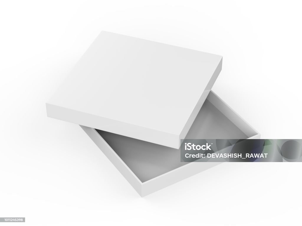 Kotak Paket Kardus Putih Template Mock Kotak Kemasan Tipis Pada Latar