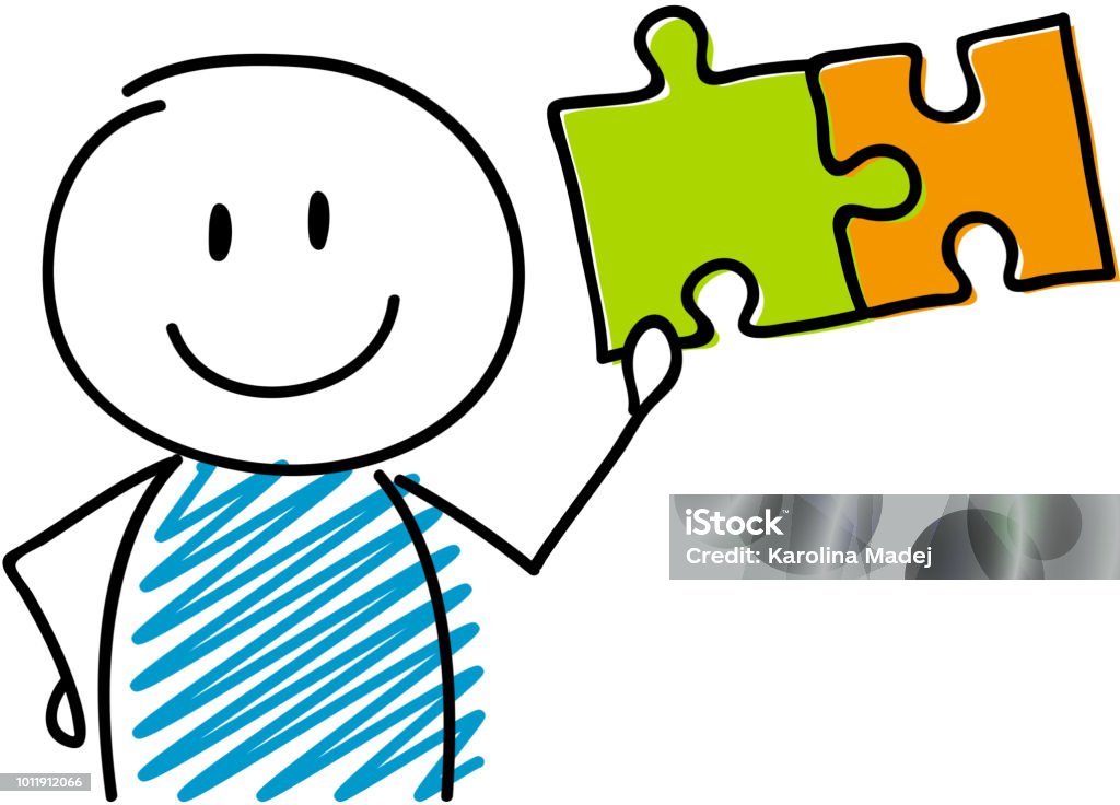 Puzzle Symbol With Smiley Stickman Vector Stock Illustration Download