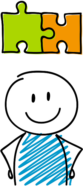 Puzzle Symbol With Smiley Stickman Vector Stock Illustration Download