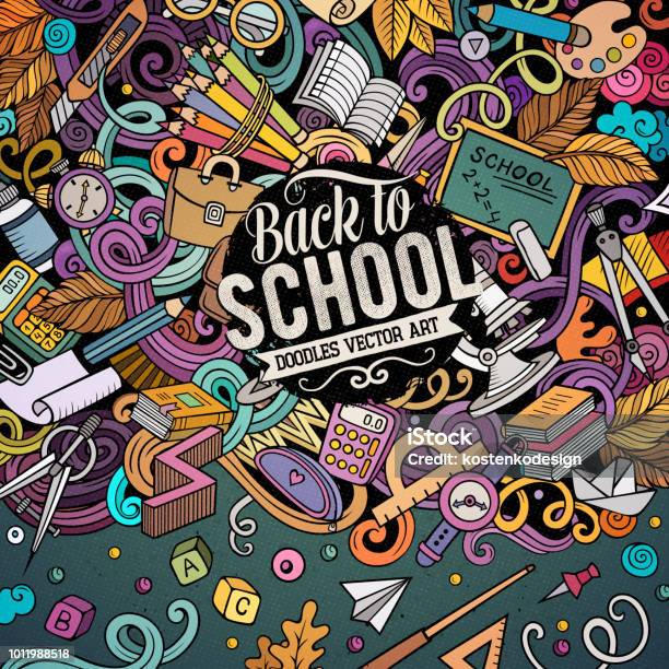 Vecteur De Dessin Animé Doodles Retour Au Cadre De Lécole Vecteurs