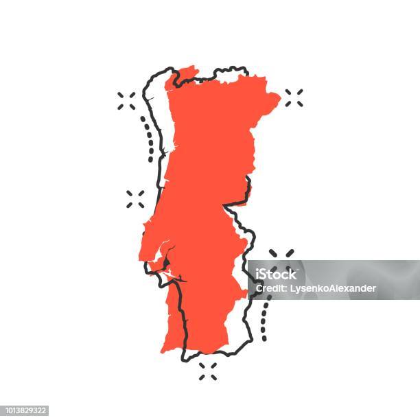 Caricature De Vecteur Icône Carte Portugal Dans Le Style Comique