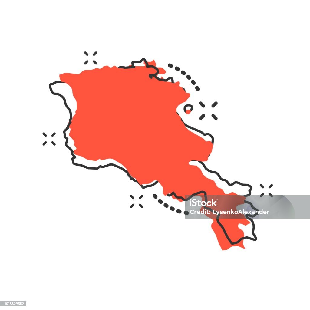 Caricature De Vecteur Icône Carte Arménie Dans Le Style Comique