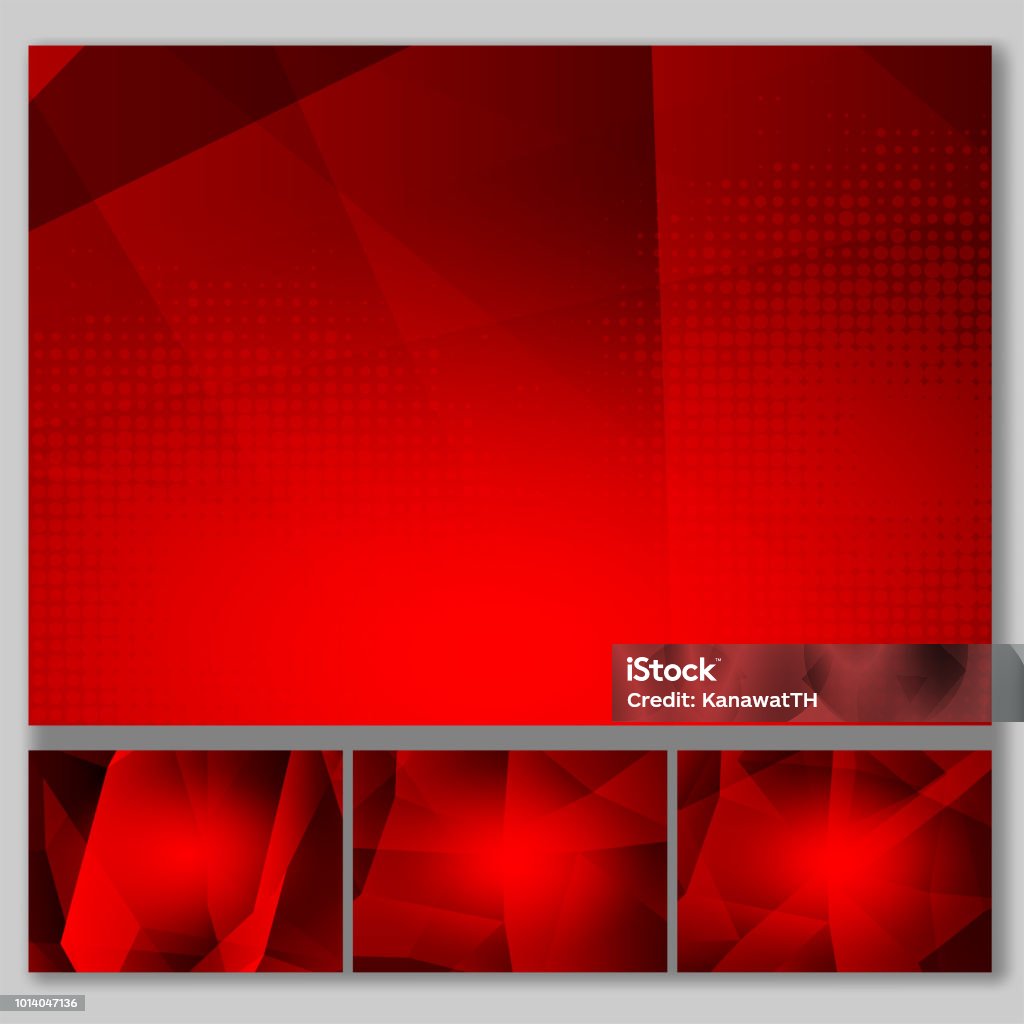 Set Red Color Polygon Abstract Background Technology Modern Design With