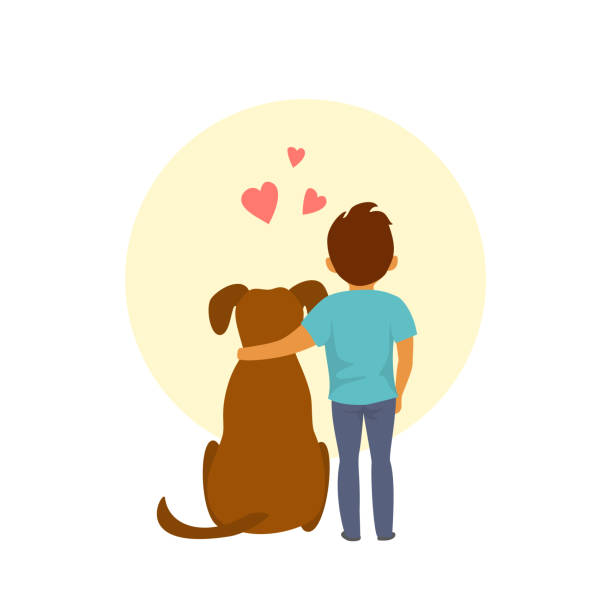 A Boy And His Dog Clipart Images