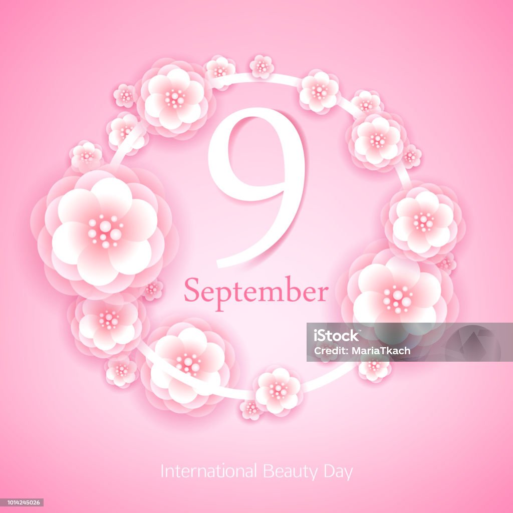 Ilustración De 9 De Septiembre Día Internacional De La Belleza Marco De
