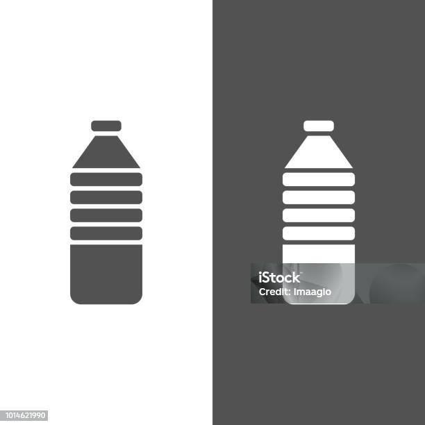 Icône De La Bouteille Deau Sur Fond Noir Et Blanc Vecteurs Libres De