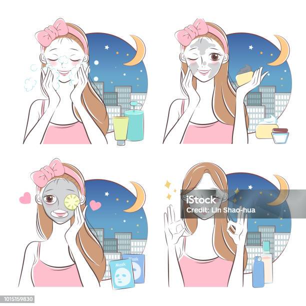 Beauty Cartoon Skin Care Woman Stock Illustration Download Image Now